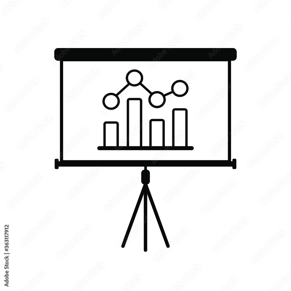 Projector Screen with Chart icon Stock Vector | Adobe Stock