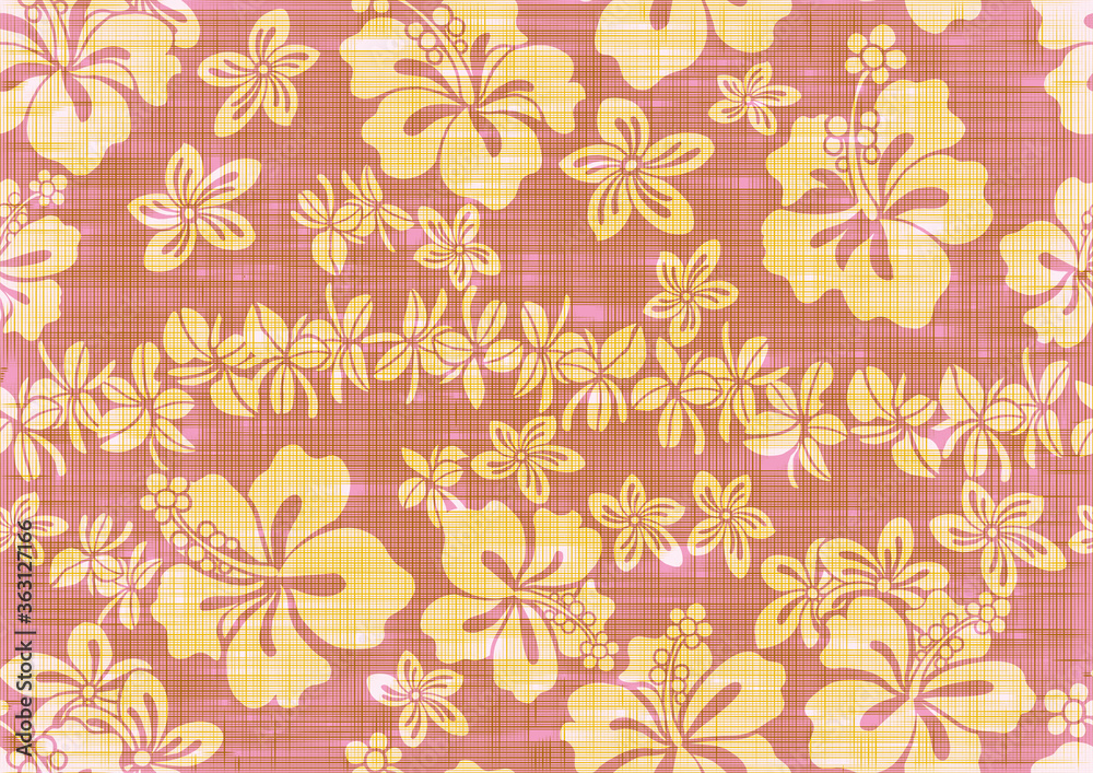 Background illustration with hibiscus pattern for vintage aloha shirt ...