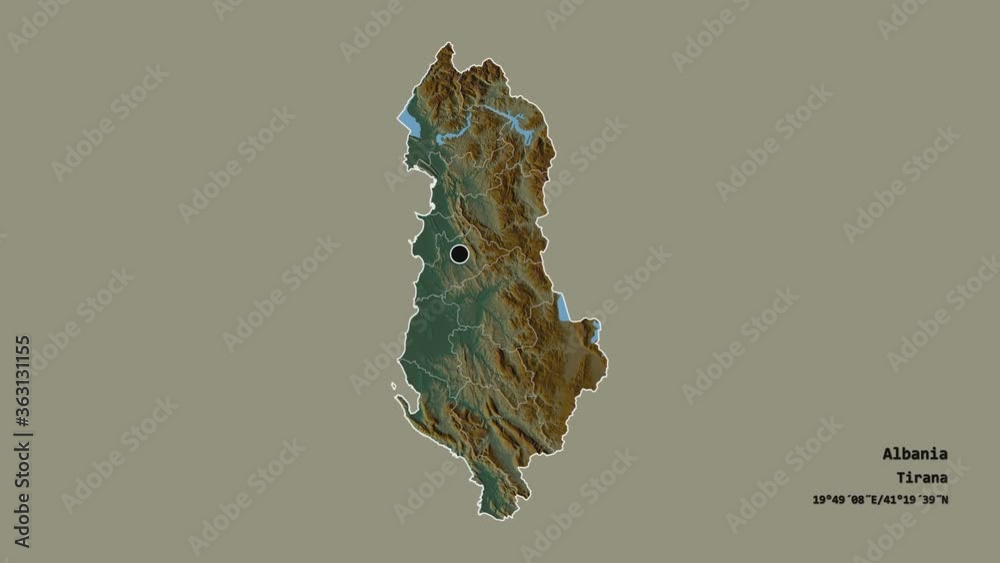 Vlorë, county of Albania, with its capital, localized, outlined and ...
