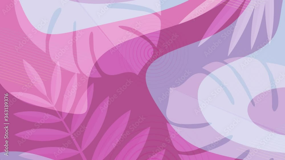 Summer colorful background 4K, flat animation with tropical leaves ...