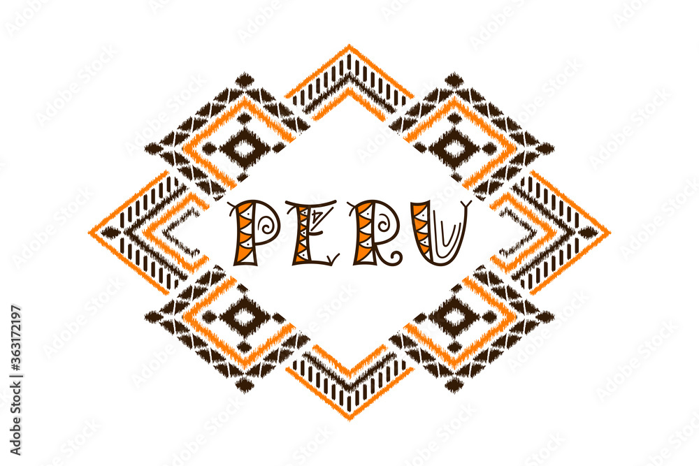 Peru travel illustration vector. Ethnic background design with ...