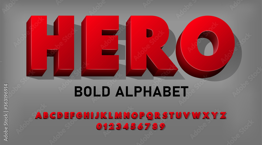Stylized red vector bold font. Set of bold red symbols and numbers ...