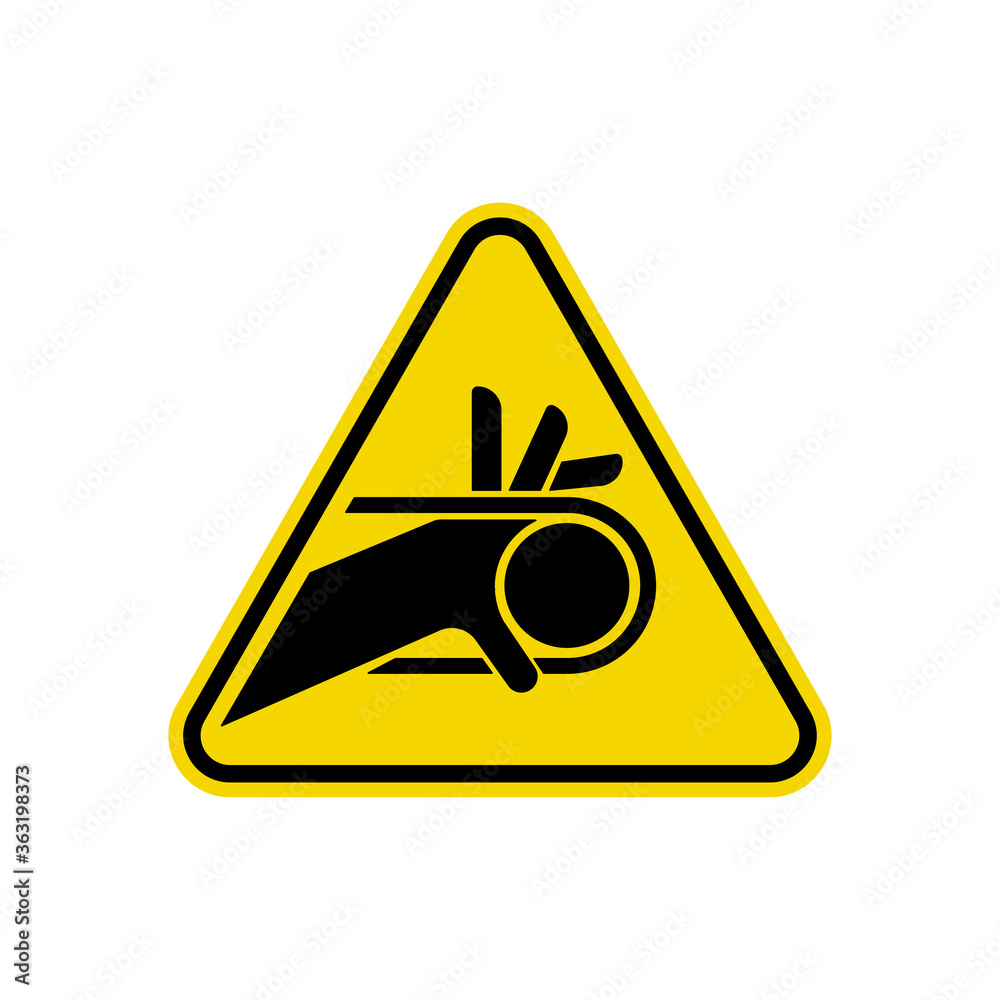 Hand Entanglement Pinch Point Sign. Triangle Warning Symbol Simple ...