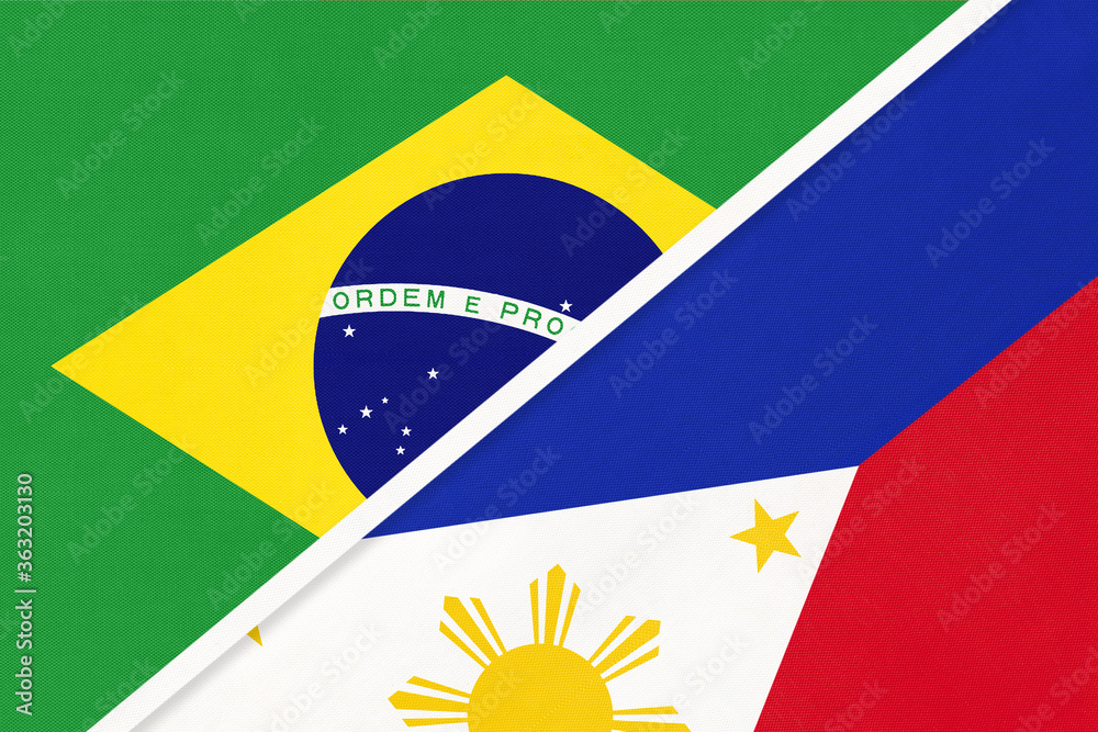 Brazil and Philippines, symbol of national flags from textile ...