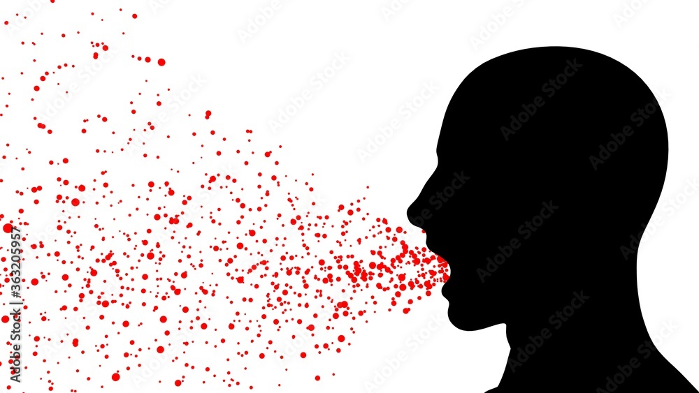 Person breathing , coughing releases germs in air. Airborne ...