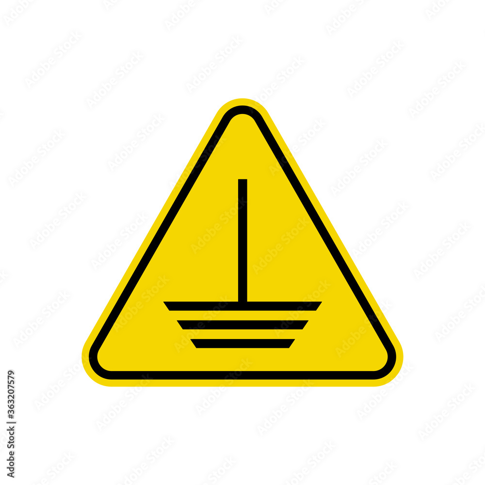 Electric Ground Warning Triangle Sign Isolated On White Background ...