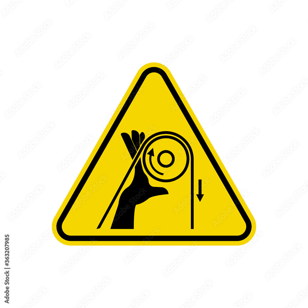 Hand Entanglement Warning Triangle Sign Isolated On White Background ...