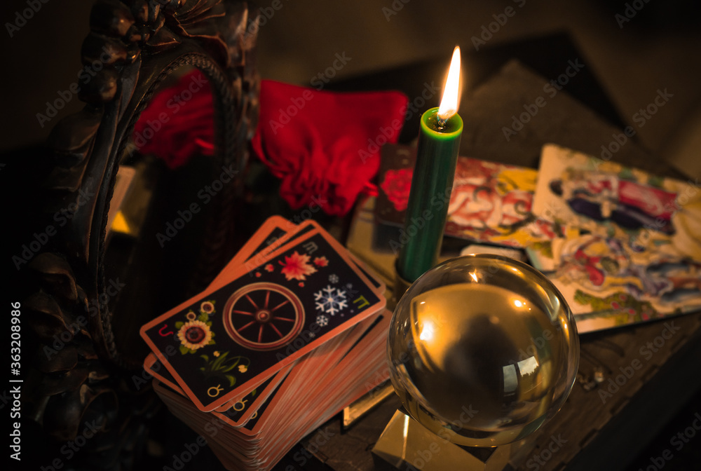 Magic crystal ball fortune teller ,love telling, esoteric concept ...