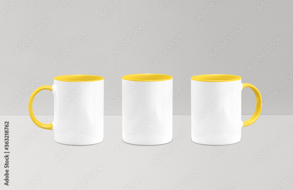 White inside yellow mug mockup isolated on grey background Stock Photo ...