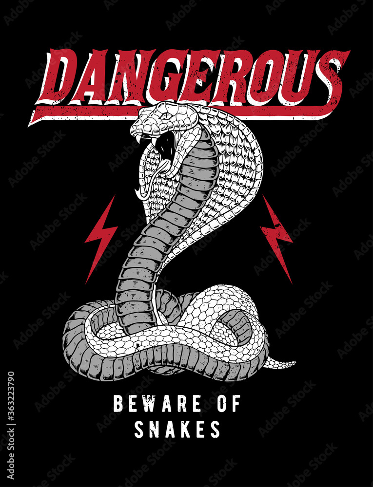 Vector snake illustration with slogans. For t-shirt prints, posters and ...