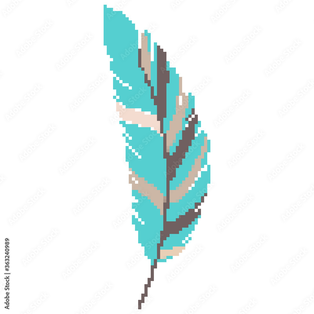 Vector pixel art feather. 8 bit Stock Vector | Adobe Stock