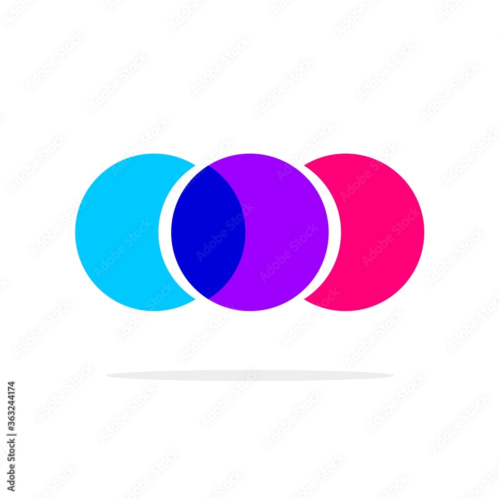 Abstract colorful circles logotype three element shapes design on ...