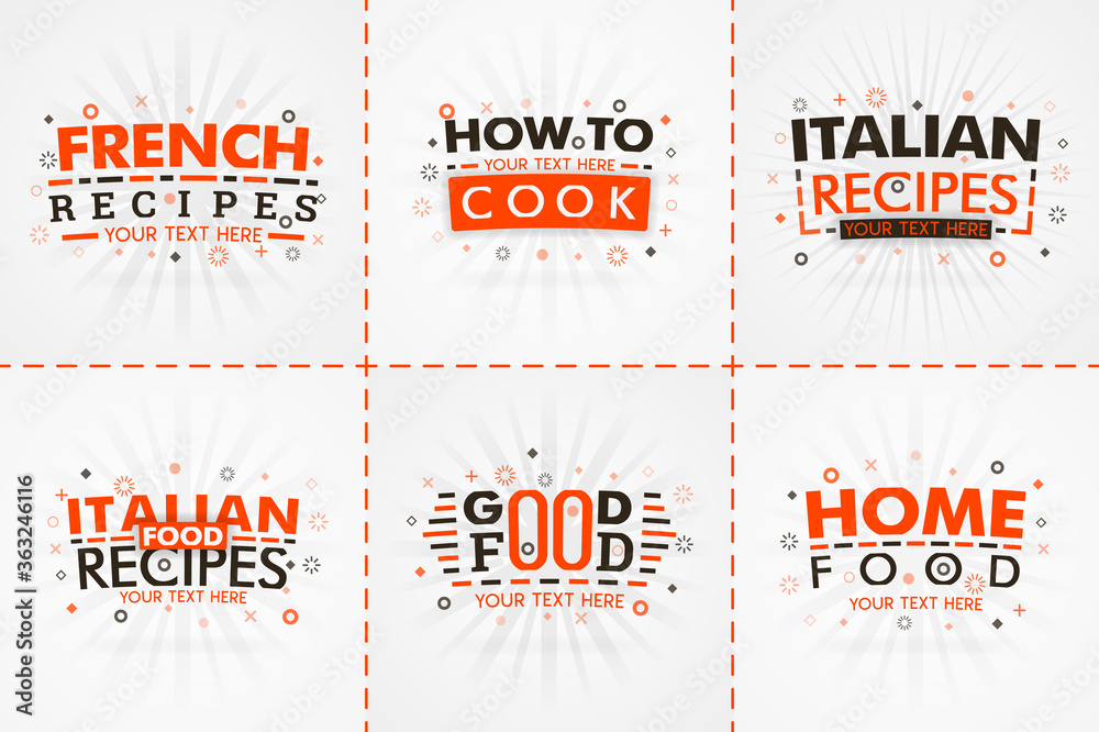 orange cooking book set for food and recipe magazines. Restaurant menu ...