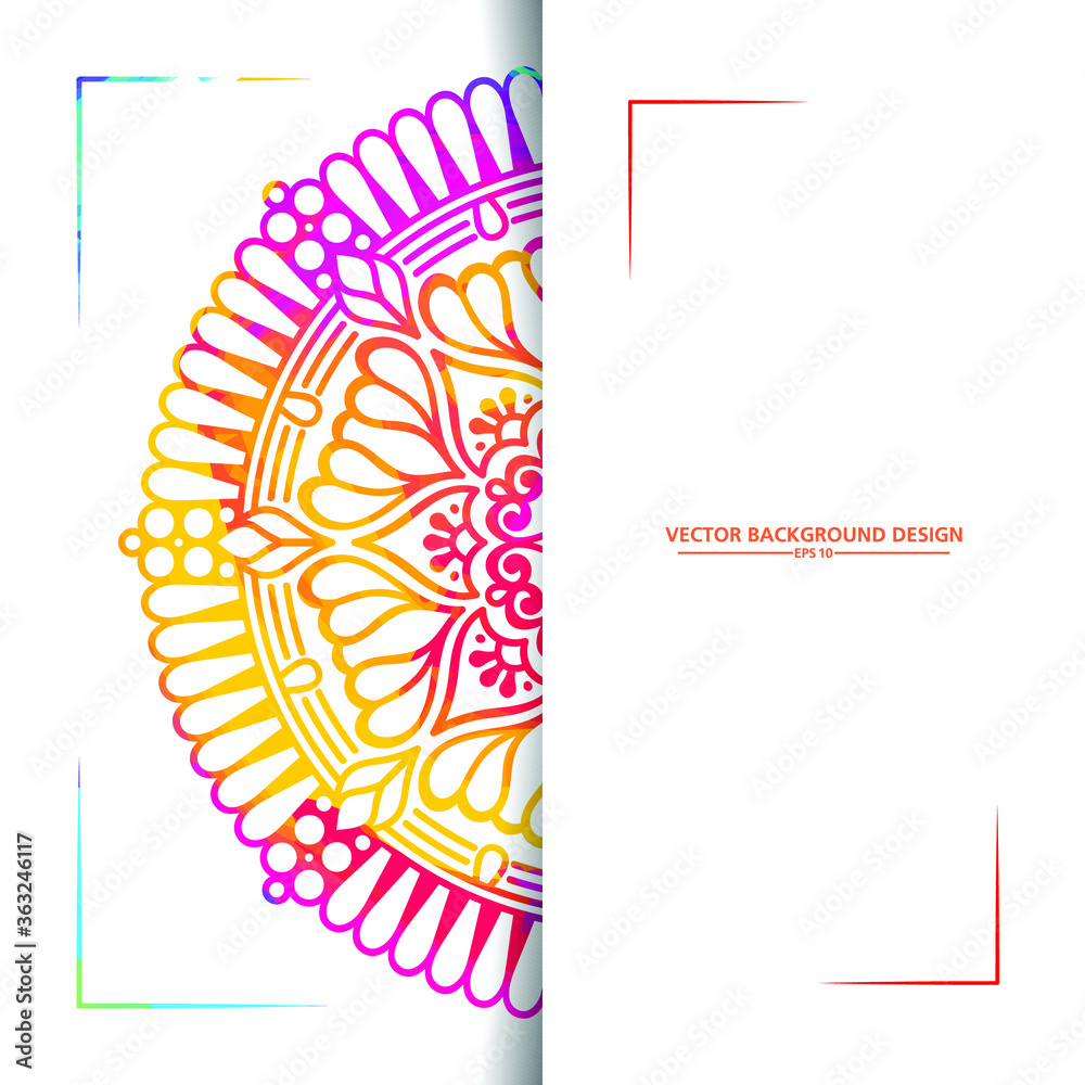 Color background with flower-mandala invitation card template. vector ...