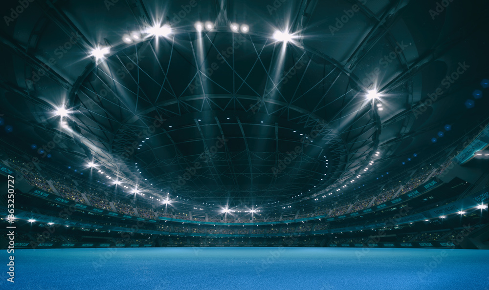 Stadium and blue artificial surface background for indoor sports. Sport ...