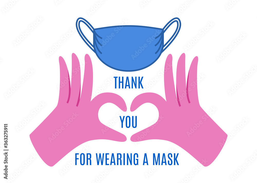 Thank you for wearing mask Stock Vector | Adobe Stock