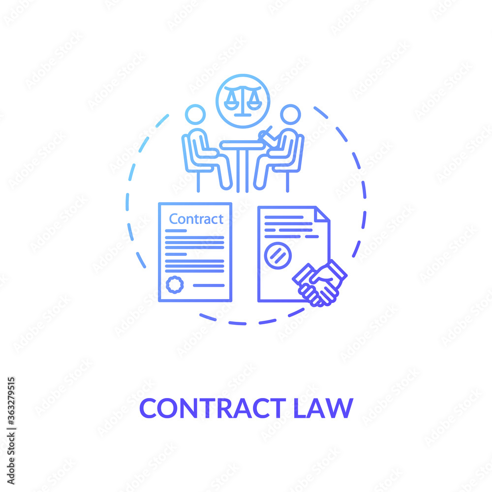 Contract law concept icon. Official document signing. Notary service ...