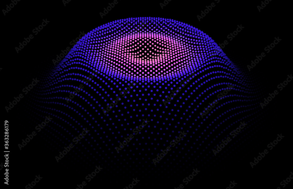 Node surface sea dot wave glowing stream. Drip drop data information ...