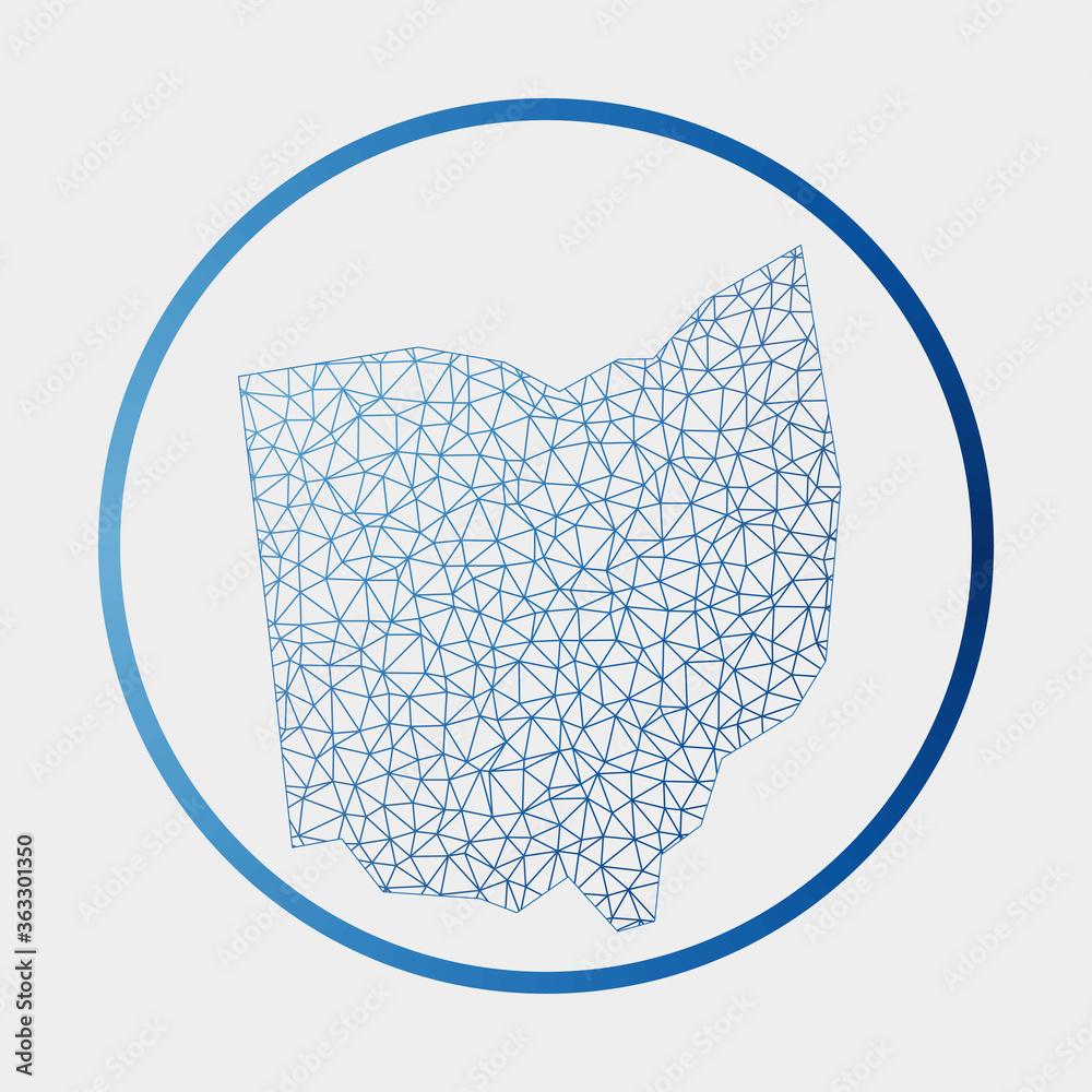 Ohio icon. Network map of the us state. Round Ohio sign with gradient ...