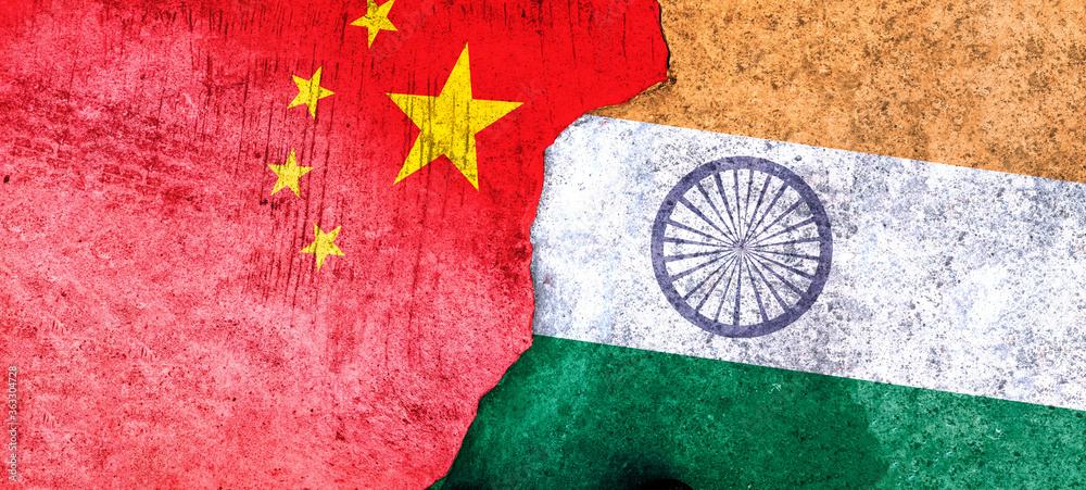 Poster CHINA vs INDIA grunge background concept, Flags of India and ...