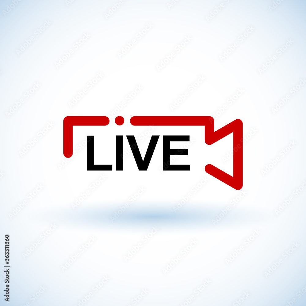 Live streaming logo - red vector design element for news and TV or ...