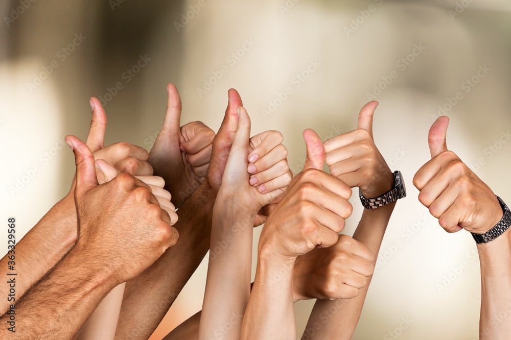 Group of people hands showing thumbs up signs Stock Photo | Adobe Stock