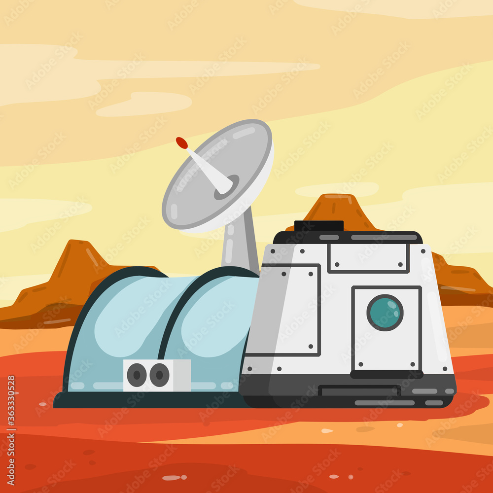 Marisan module. Spaceship, base, and living quarters. Space flight and ...