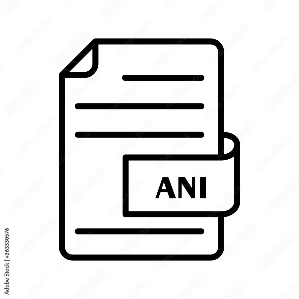 vector illustration icon of ANI File Format Outline Stock Vector ...