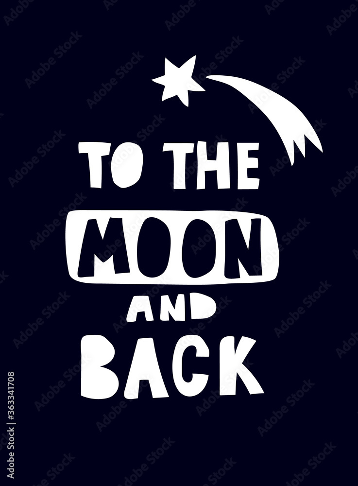 To the moon and back vector print for kids. Paper cut art with hand ...