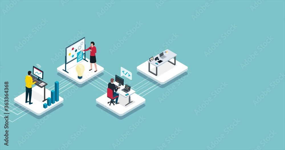 IT company professional roles infographic: finance management, project ...