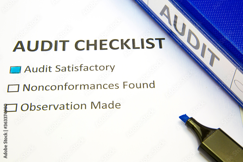 Audit checklist, with tick against "audit satisfactory", Stock Photo ...