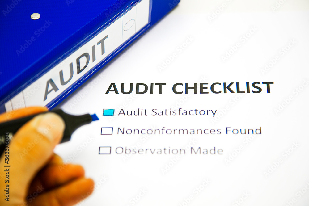 Audit checklist, with tick against "audit satisfactory", Stock Photo ...