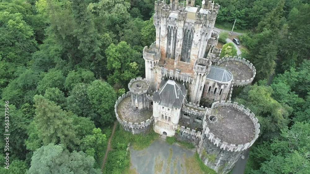 Butron Castle from aerial view in 4k Stock Video | Adobe Stock