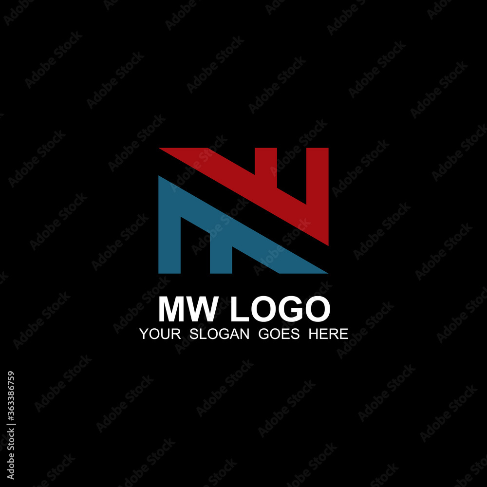 MW letter initial logo design template Stock Vector | Adobe Stock