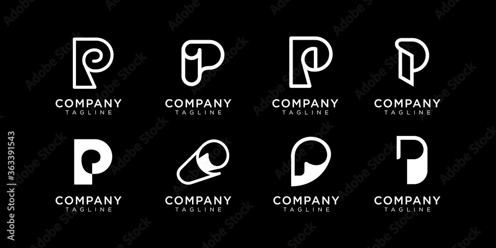 creative logo p. bundle design .unique lettermark design preium. Stock ...