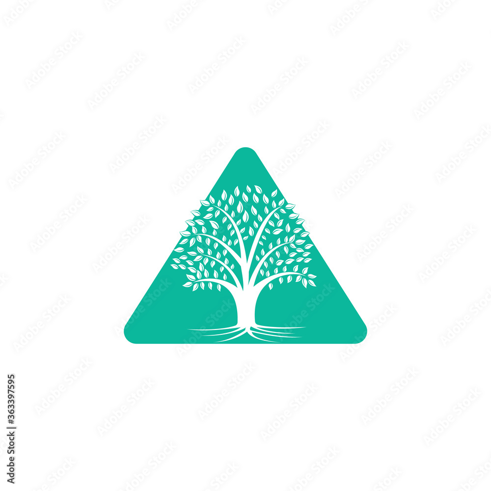 Tree Roots vector triangle logo design. triangle Vector tree with roots ...