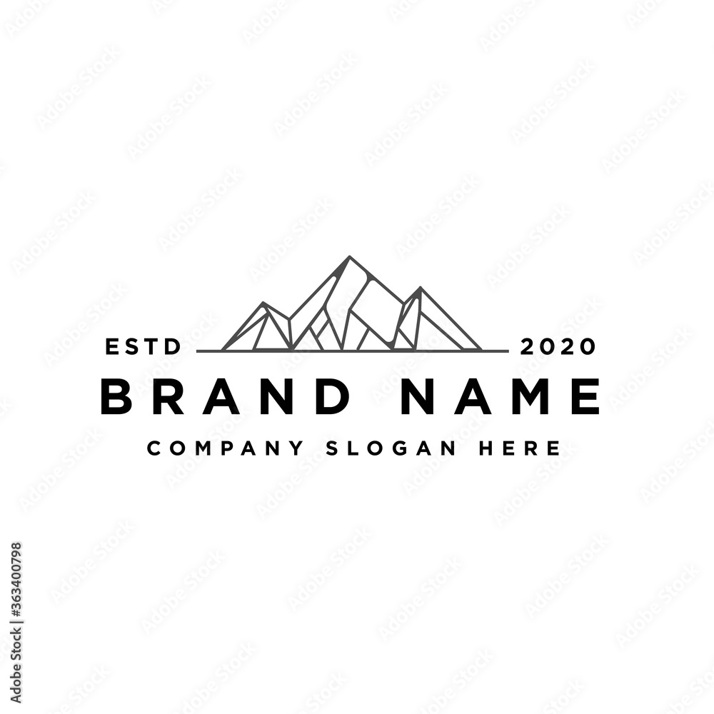 Floating Ice Mountain or Iceberg logo design with simple line art style ...