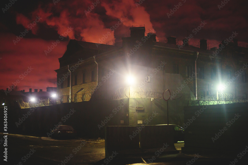 Prison Building At Night