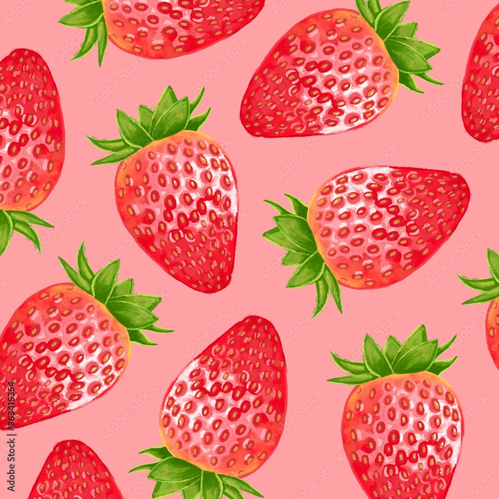Textura de fresas con fondo rosa Stock Illustration | Adobe Stock