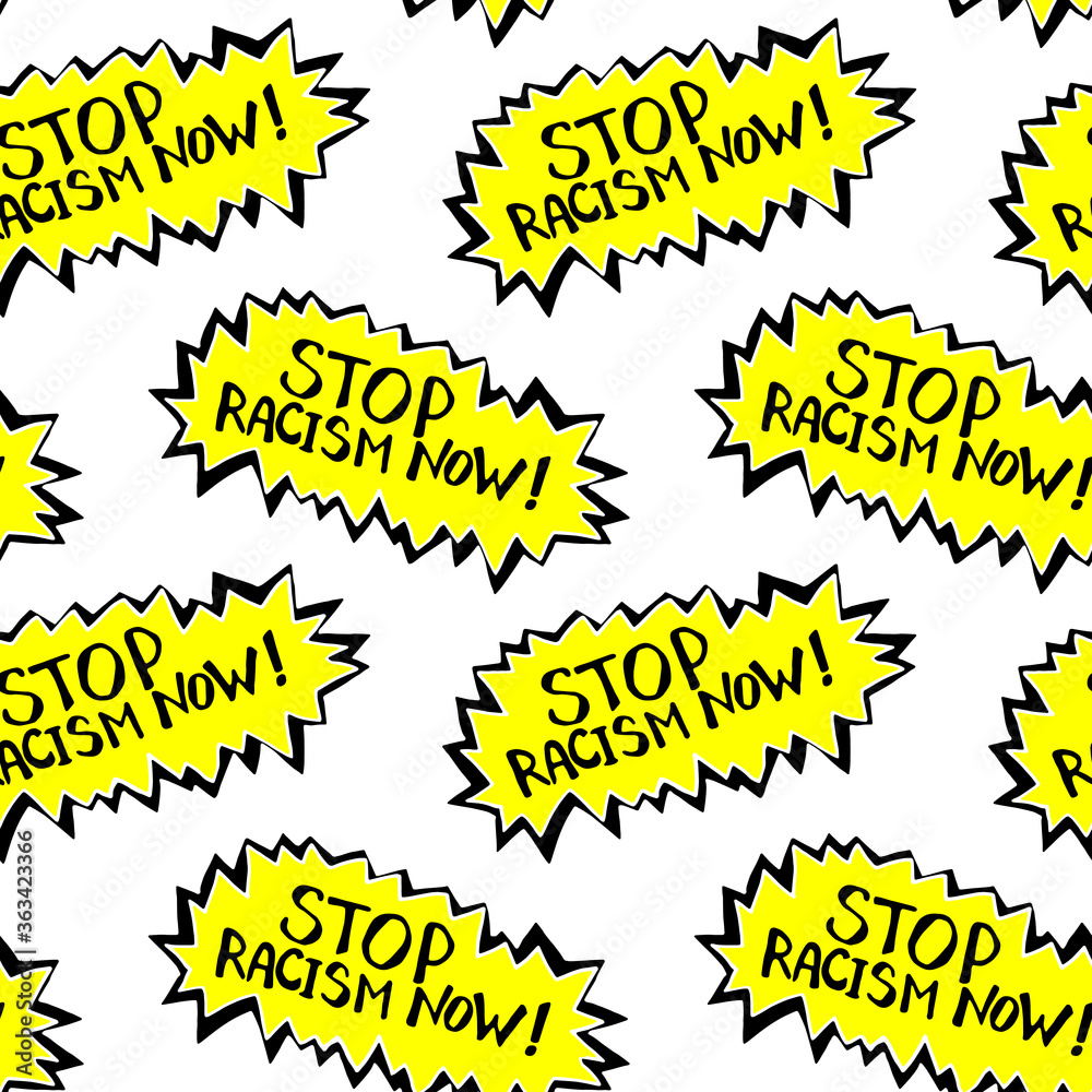 Seamless pattern . Stop racism - vector lettering doodle handwritten on ...