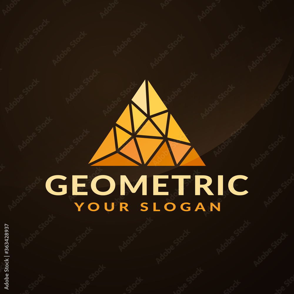 geometric shapes of triangles or polygons, connected lines, unique ...