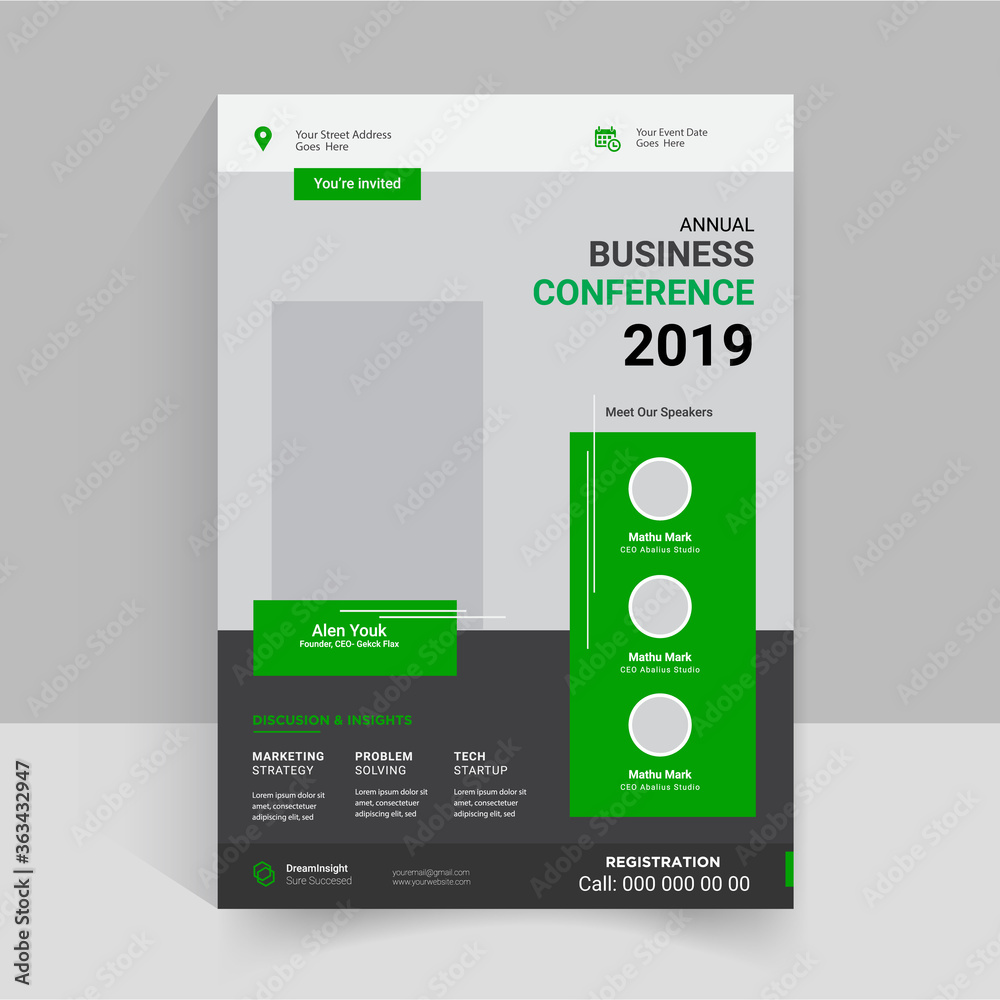 Business conference flyer poster template design Stock Vector | Adobe Stock