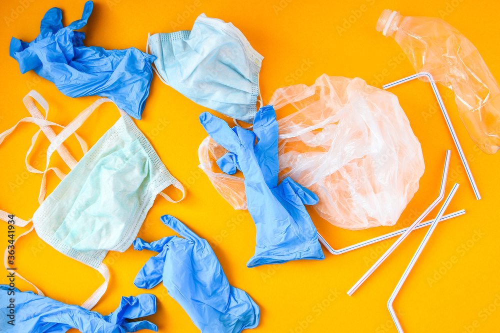 COVID-19 Medical Waste. Disposal of gloves, masks, empty plastic ...