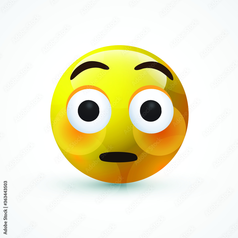 vector round yellow cartoon bubble Blushing Embarrassed Shame emoticons ...
