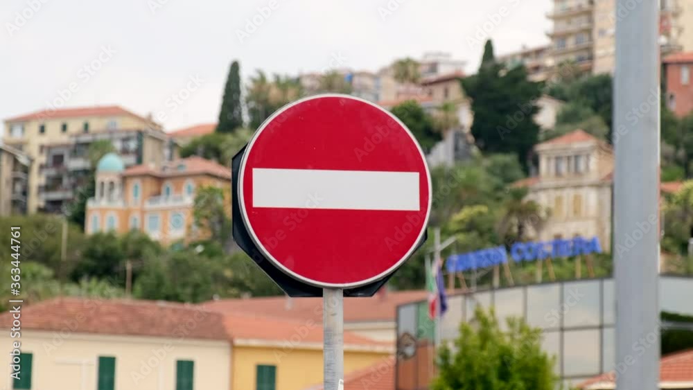 No transit sign, traffic symbol in the street. Warning, safety ...