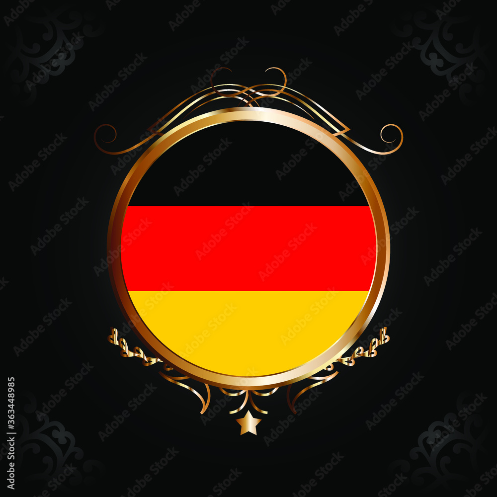 Flag of Germany round icon with gold Circle Frame, badge or button ...