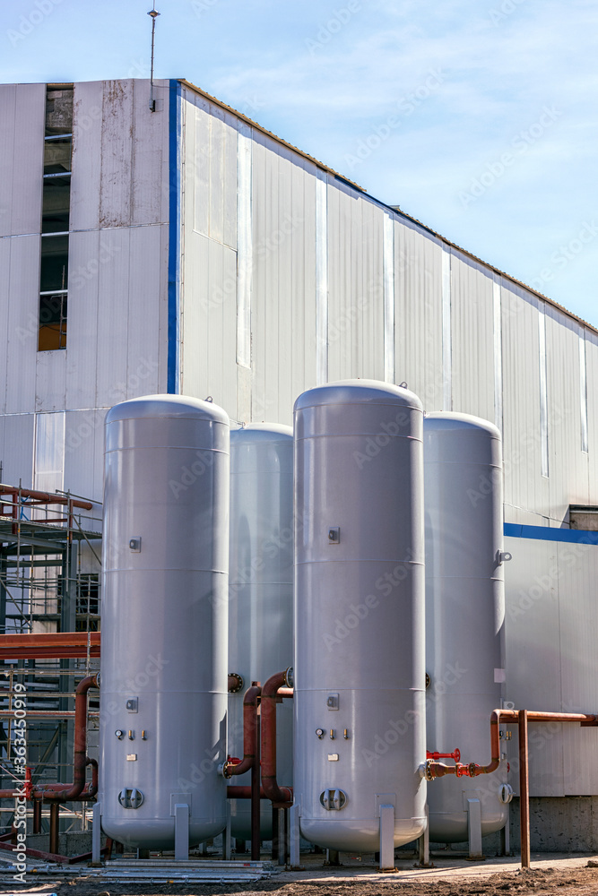 View of the vertical cylindrical tanks of ASME Boiler and Pressure ...