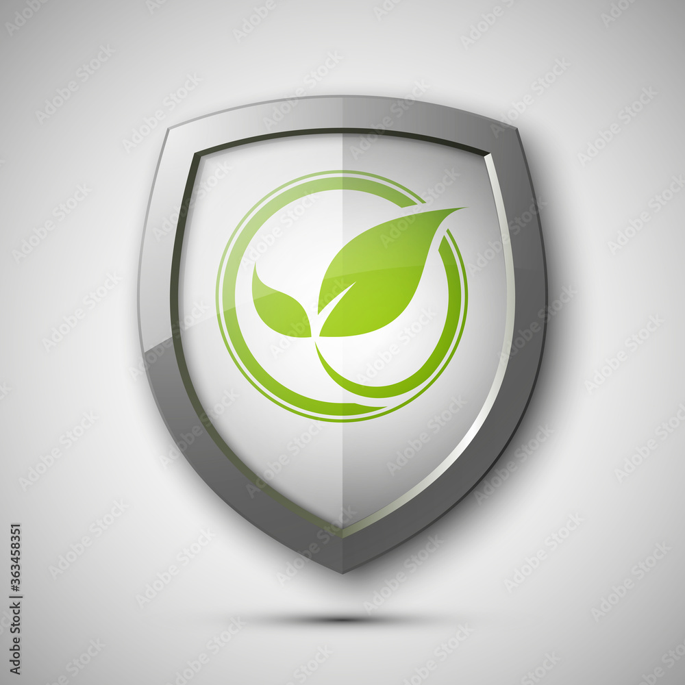 Eco Protect Logo Template Design. Ecological shield label. Plant icon ...