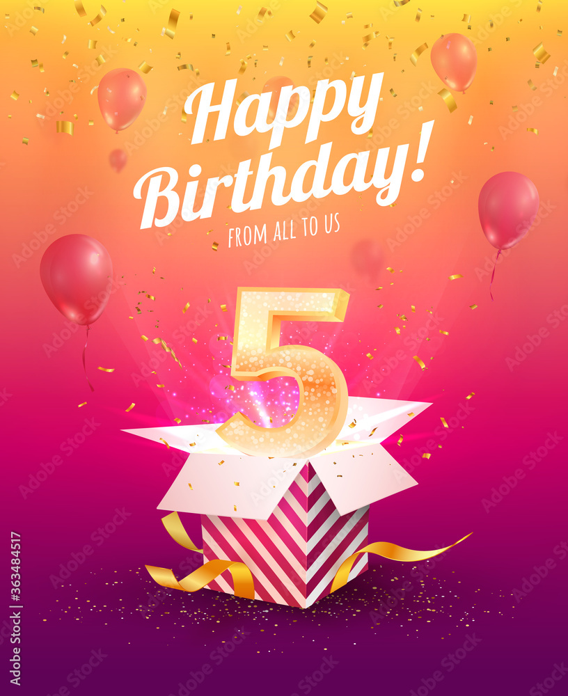 5 years anniversary vector banner template. Five years jubilee with ...
