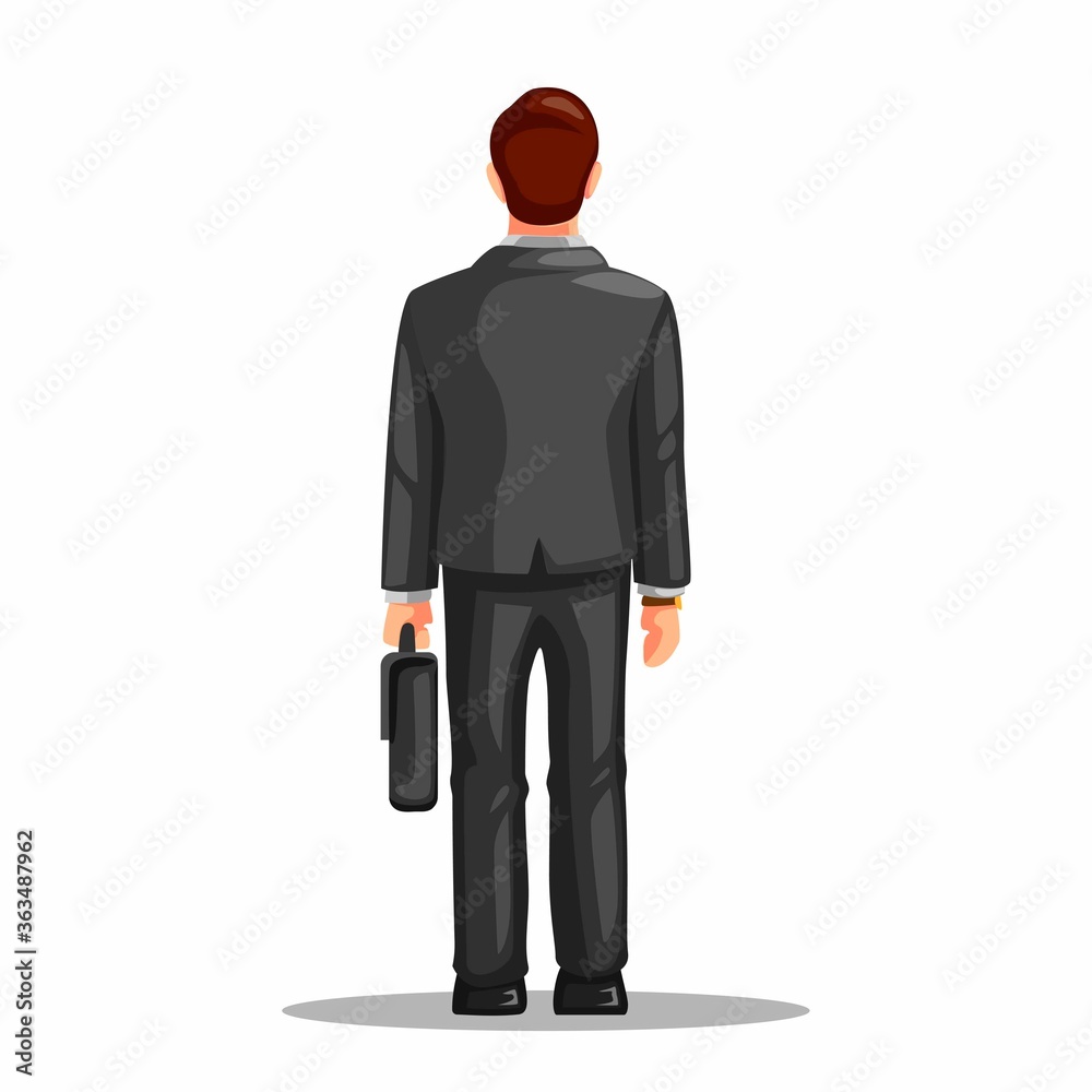 Office worker man profession job standing figure from back view ...